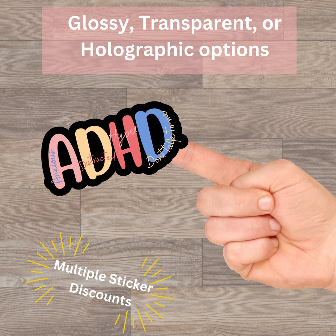 Mental Health Sticker, ADHD Sticker, Waterproof Sticker, Holographic ...