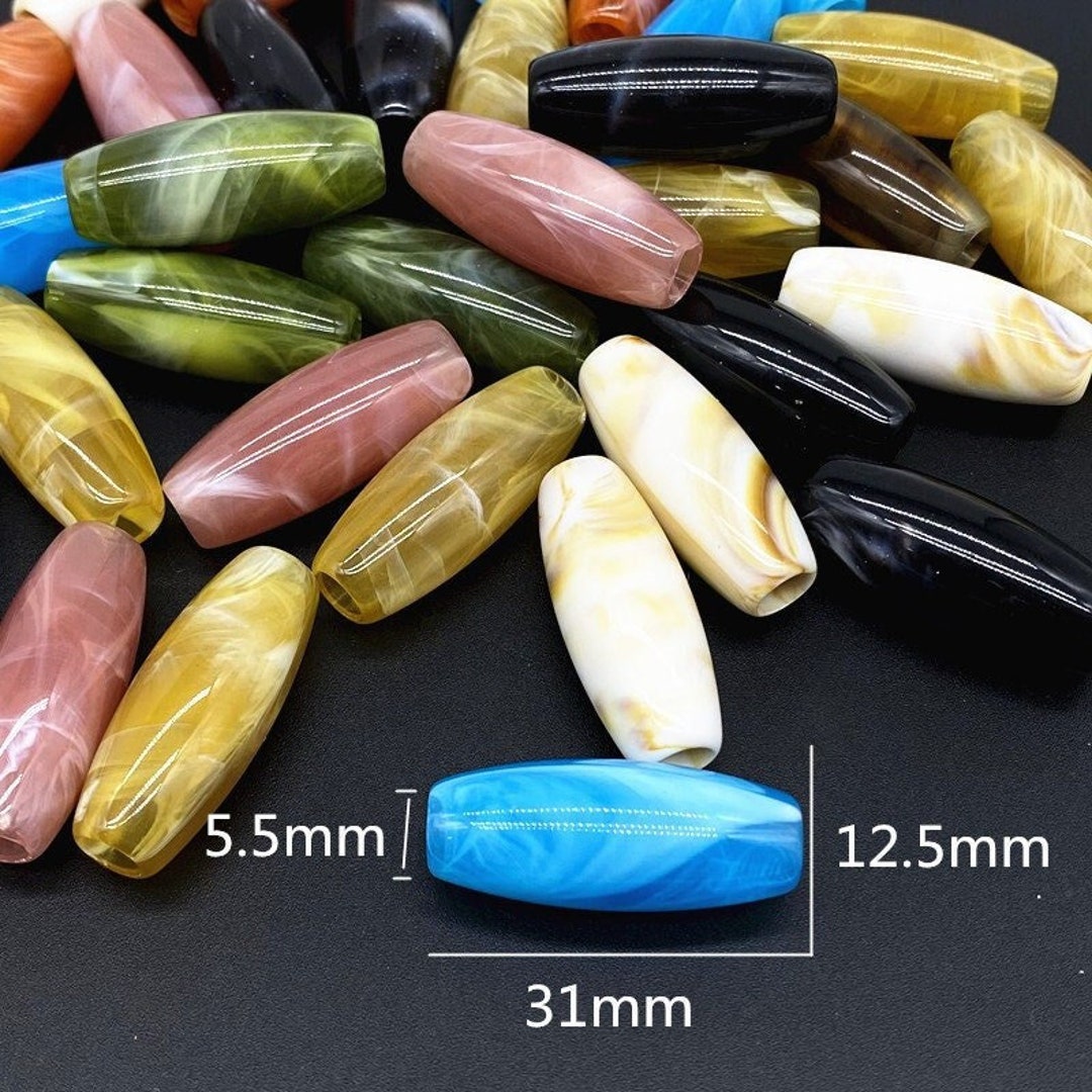 6pc 31mm Extra Large Acrylic Beads for Jewelry Making, Resin Macrame ...
