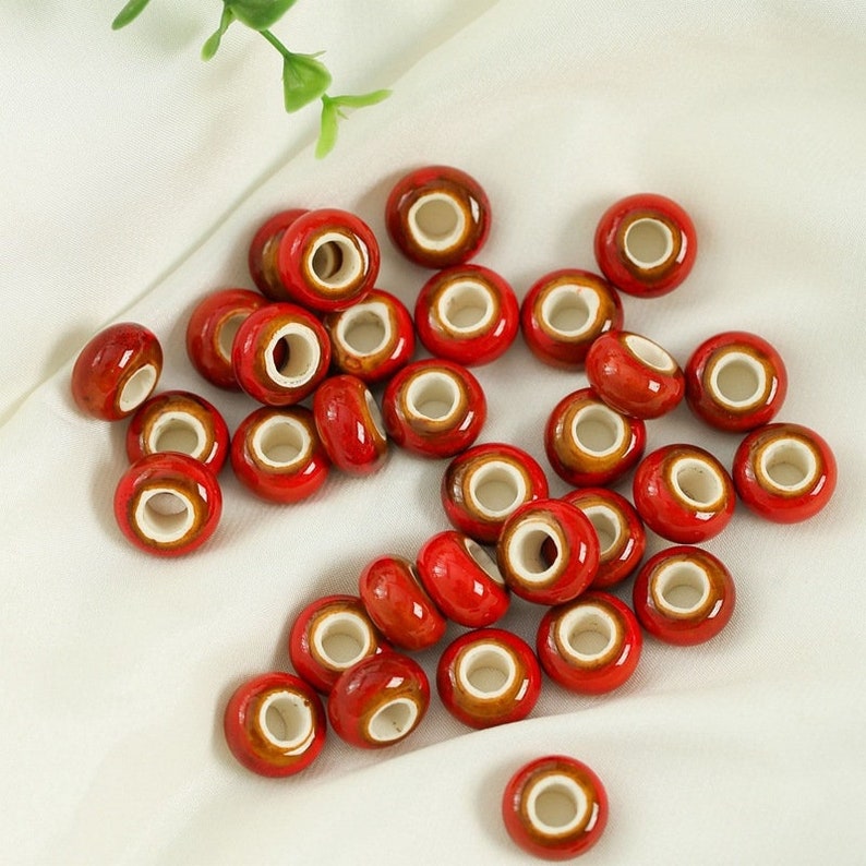 10pc 15mm Loose Ceramic Beads for Jewelry Making, Round Macrame Beads ...