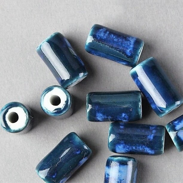 10pc 16mm Large Ceramic Tube Beads for Jewelry Making, Cylinder Shaped ...