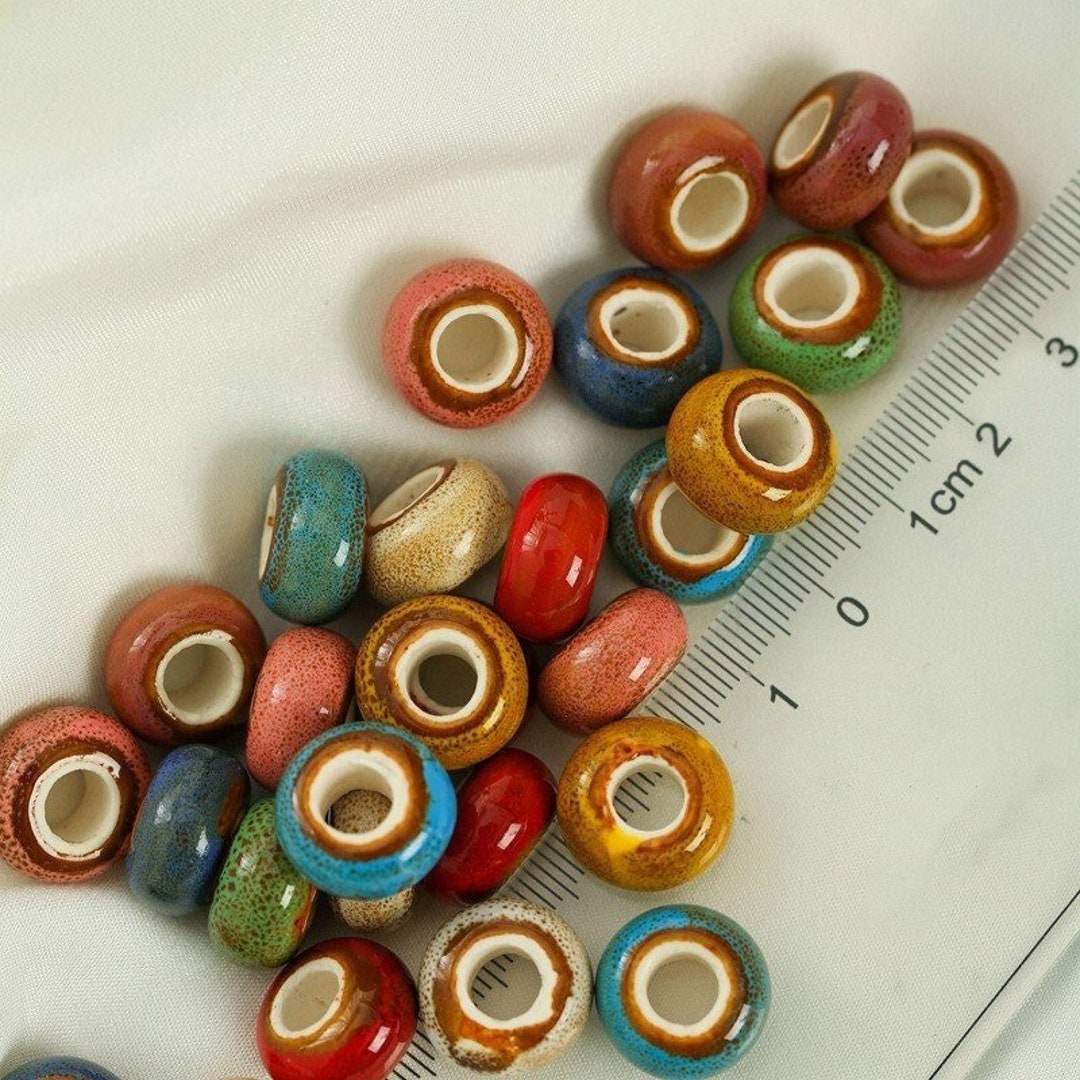 10pc 15mm Loose Ceramic Beads for Jewelry Making, Round Macrame Beads ...