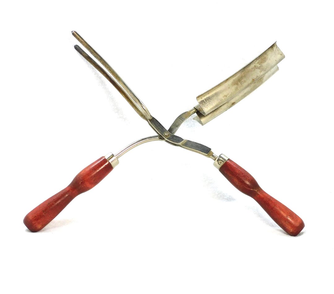 Antique 1920s Hair Crimper Iron Wood Handled Styling Tool Wall Decor ...