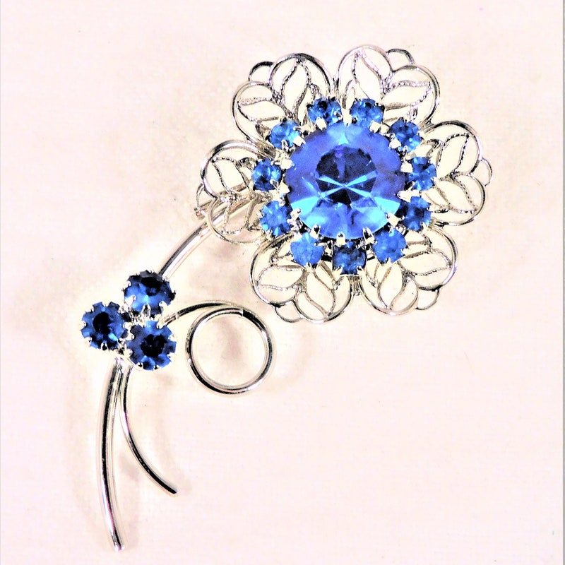 Blue Rhinestone Pin - Etsy