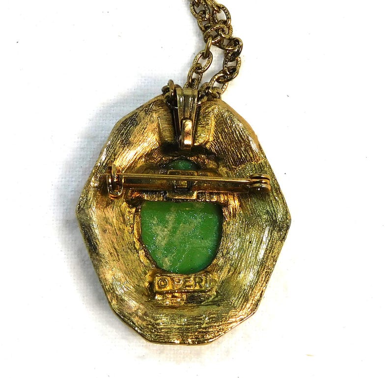 Vintage Operi Cameo Pin & Pendant With Gold Toned Chain: 24" Long -N87 ...