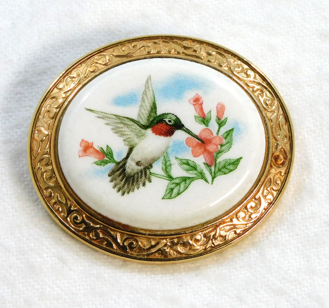 Vintage Avon Hummingbird Brooch Pendant: Summer Song Ceramic Center ...