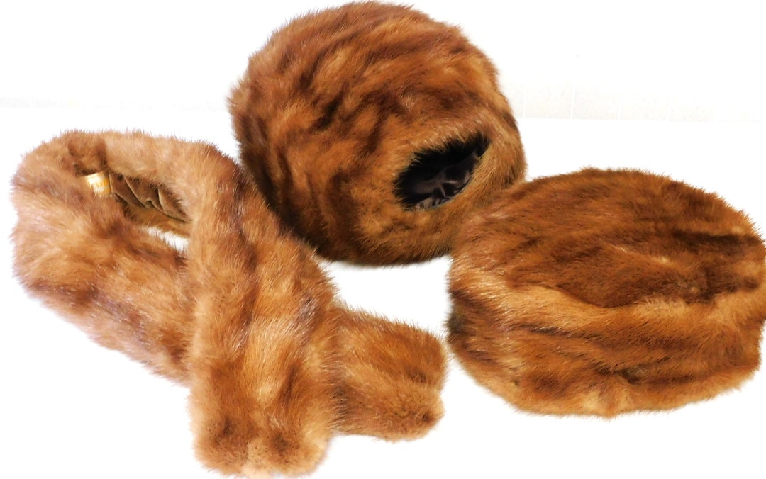 Vintage Mink Fur 3 Piece Set Pill Box Style Lady's Hat - Etsy