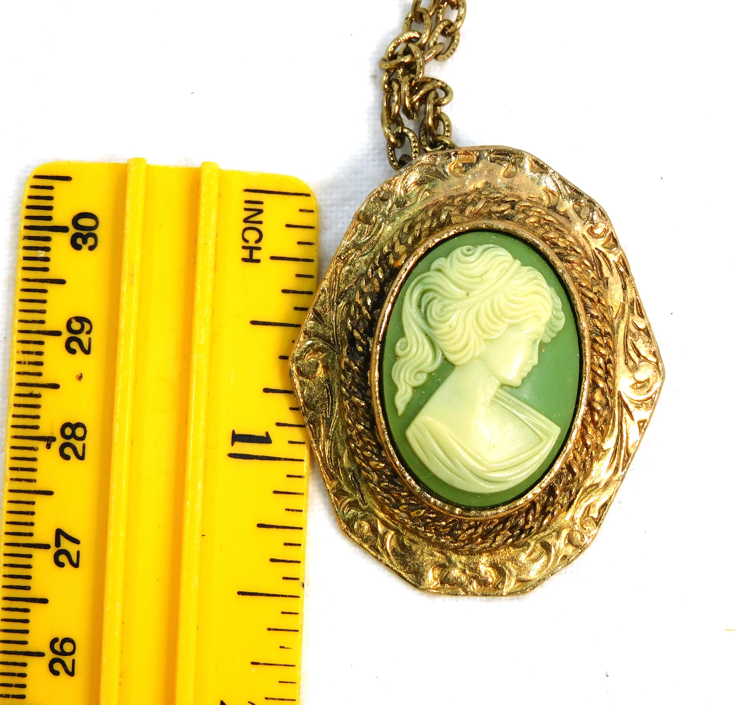 Vintage Operi Cameo Pin & Pendant With Gold Toned Chain: 24" Long -N87 ...