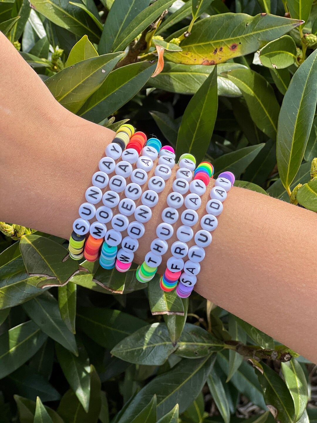 SET OF 7 L Days of the Week Clay Bead Bracelet Set L Weekday Fun ...