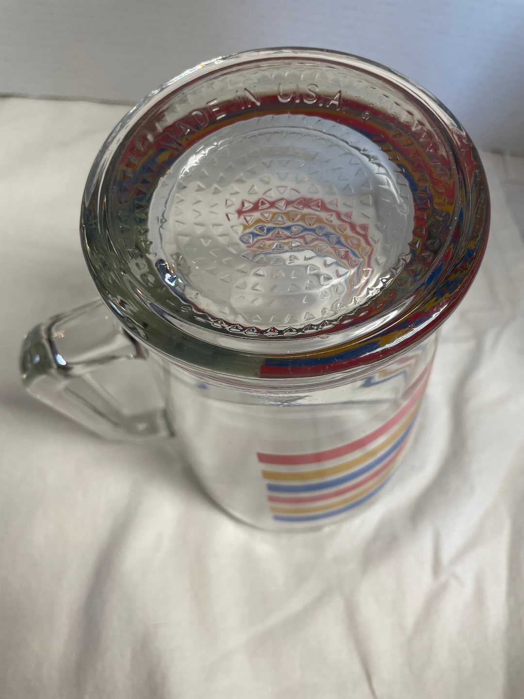 Mid Century Libby Glass Rainbow Colors Striped 2quart Pitcher - Etsy
