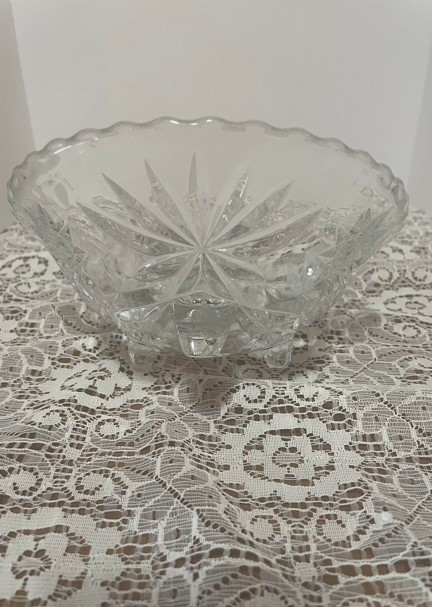Vintage Anchor Hocking Starburst Cut Glass 3-footed Candy Dish - Etsy