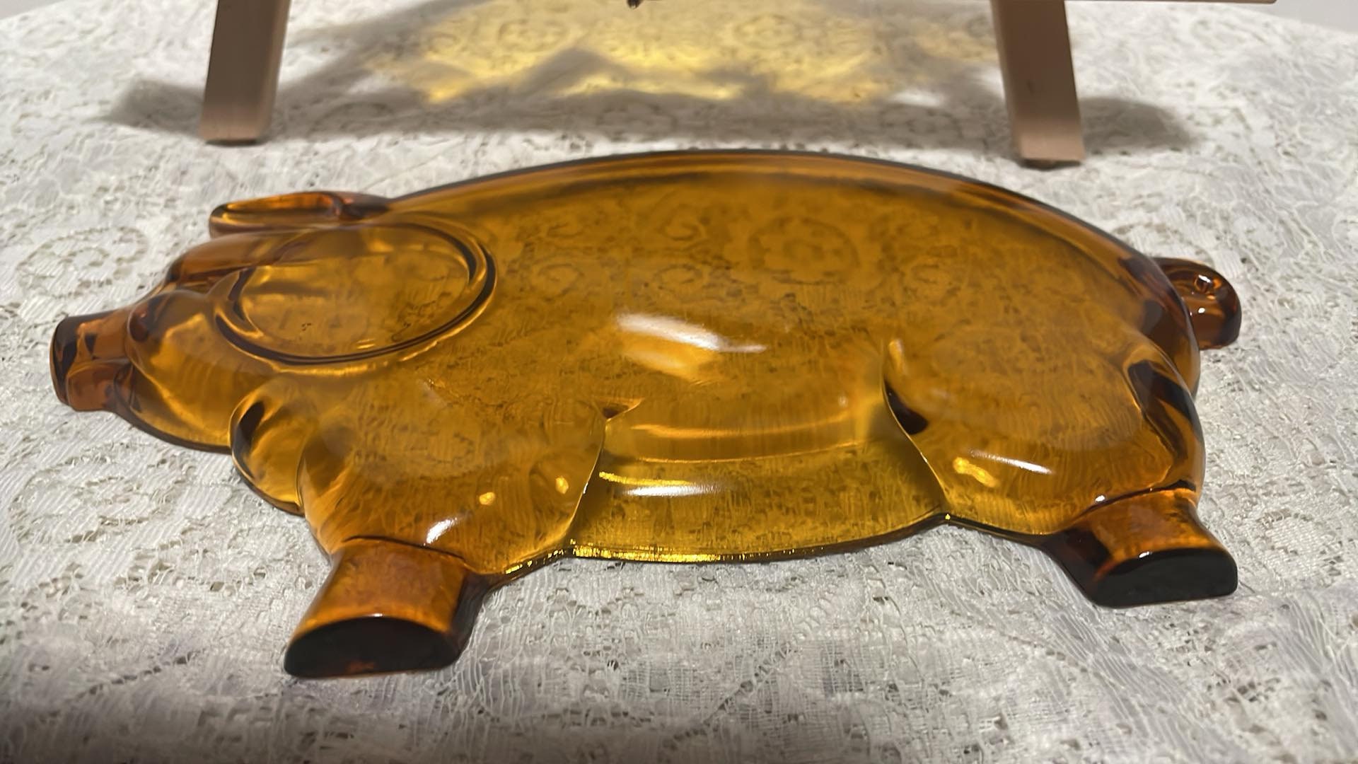 Vintage TAR1 by Tiara Amber Glass Pig Snack Tray/plate - Etsy