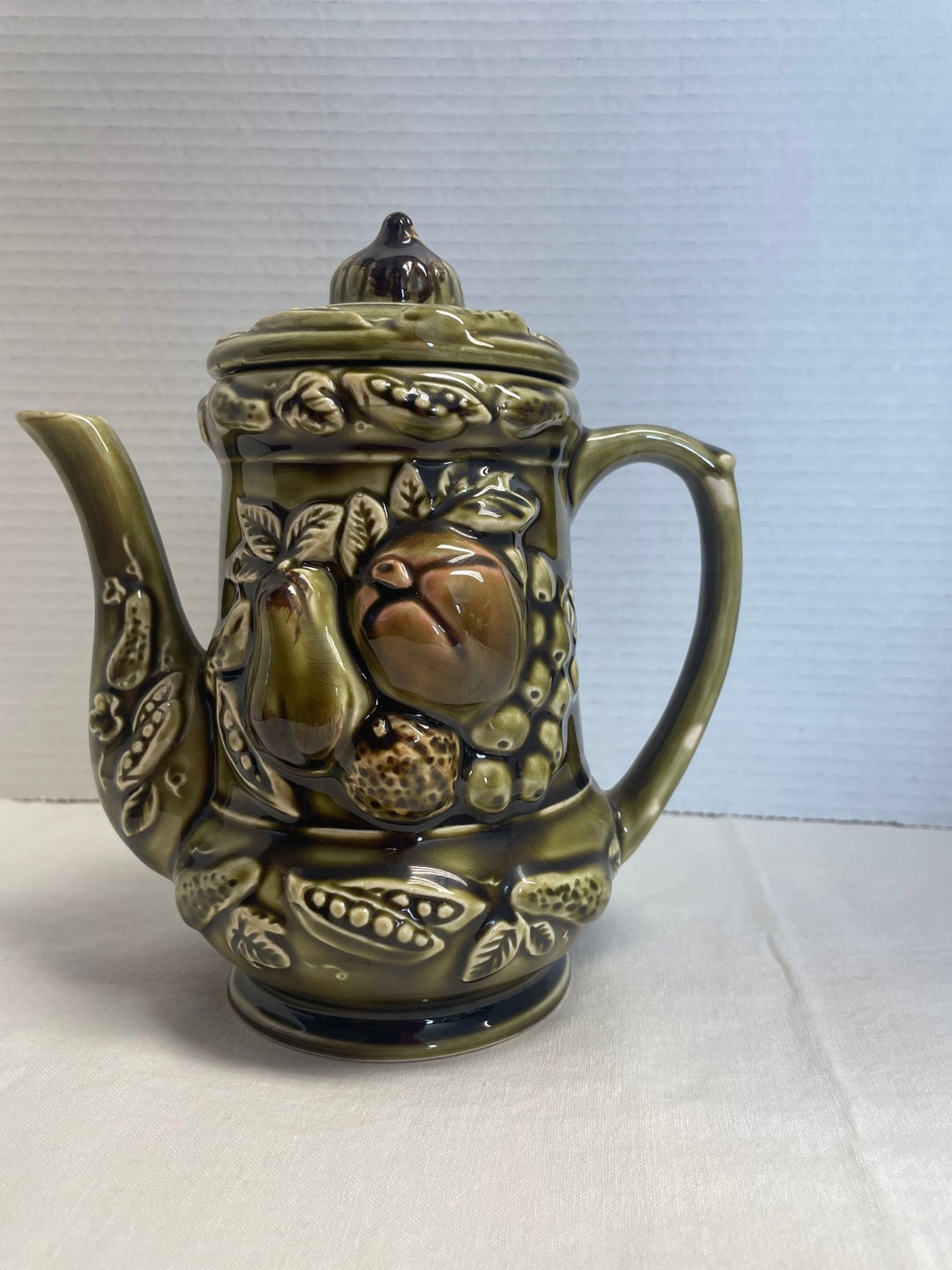 Vintage Made in Japan Olive Green Teapot - Etsy
