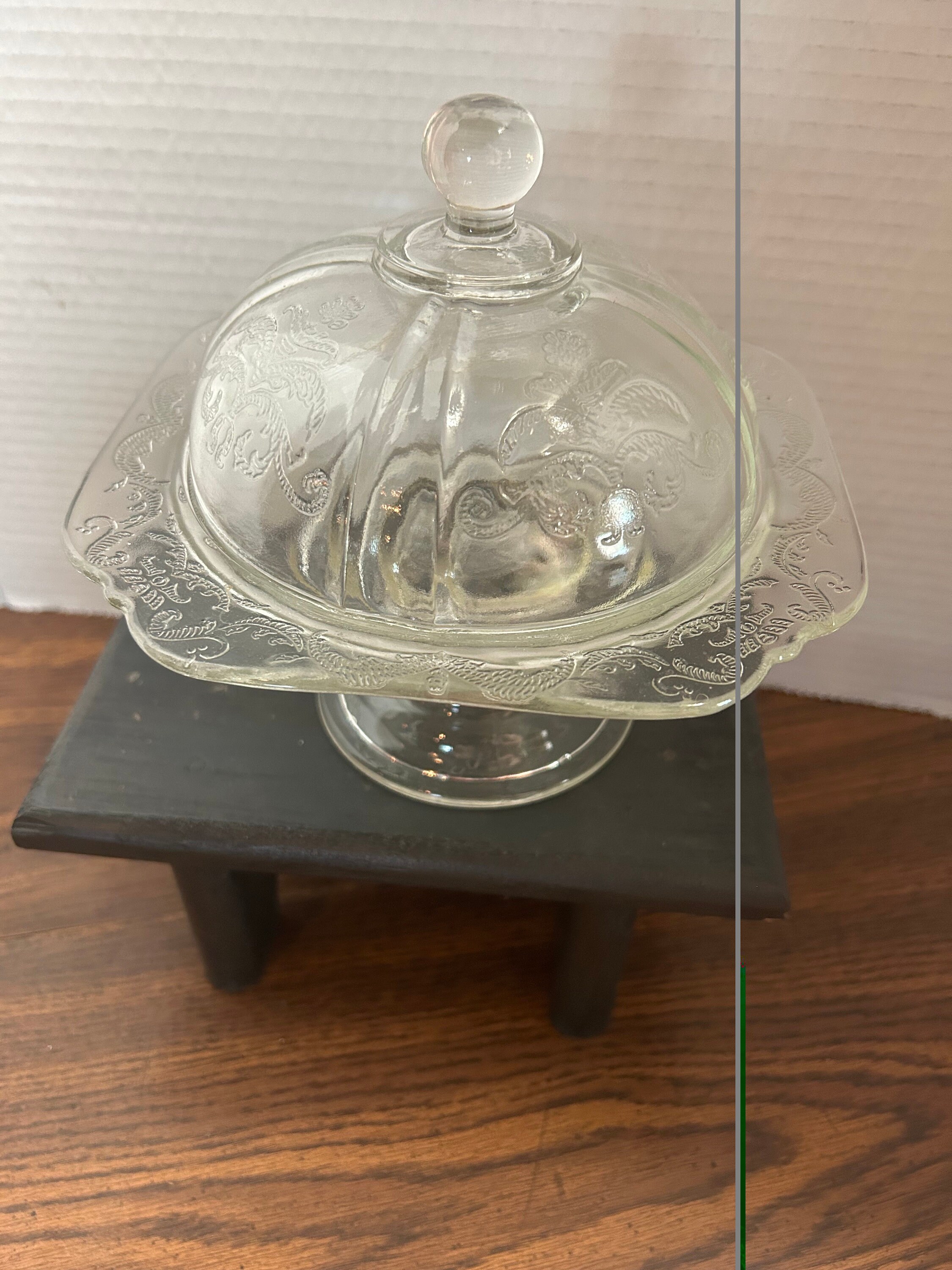 Vintage Federal Clear Depression Glass “madrid” Pattern-butter/cheese ...