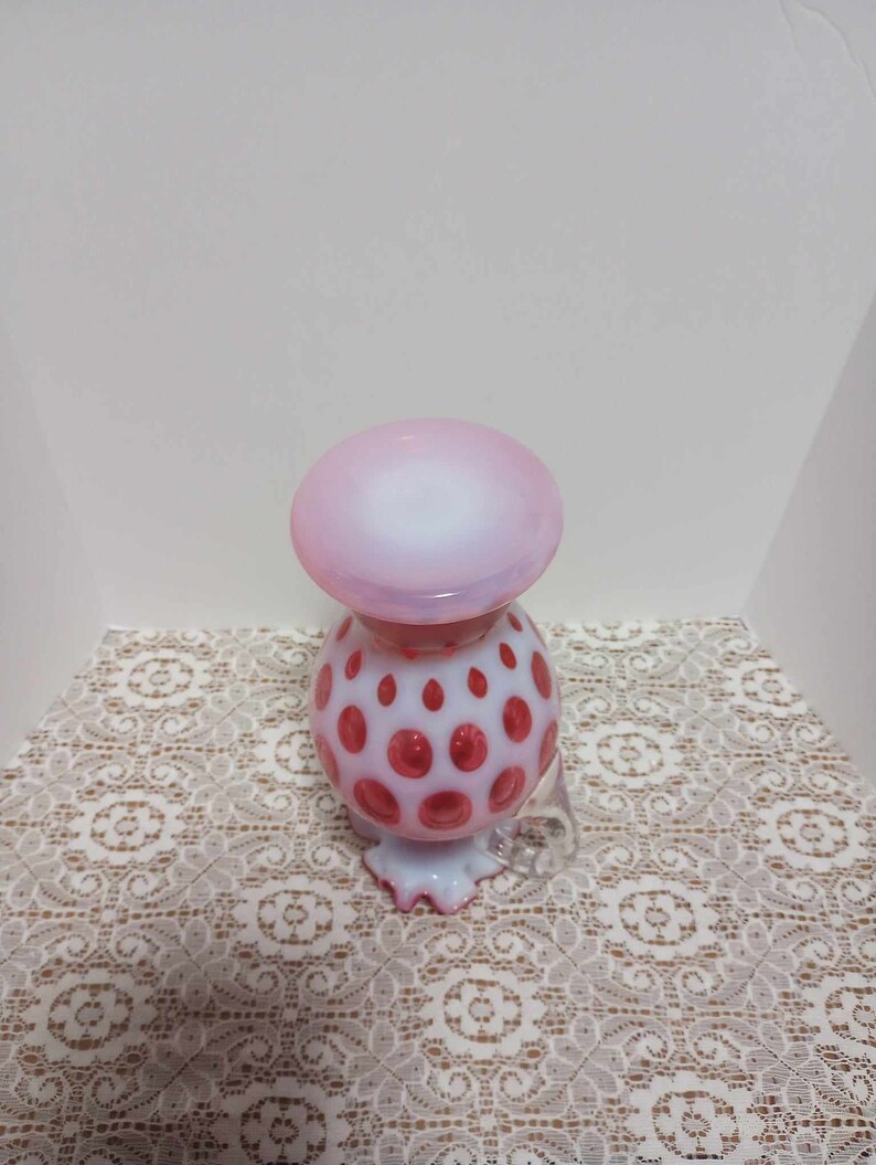 Vintage Fenton Coin Dot Cranberry Pink Glass Ruffled 8 - Etsy