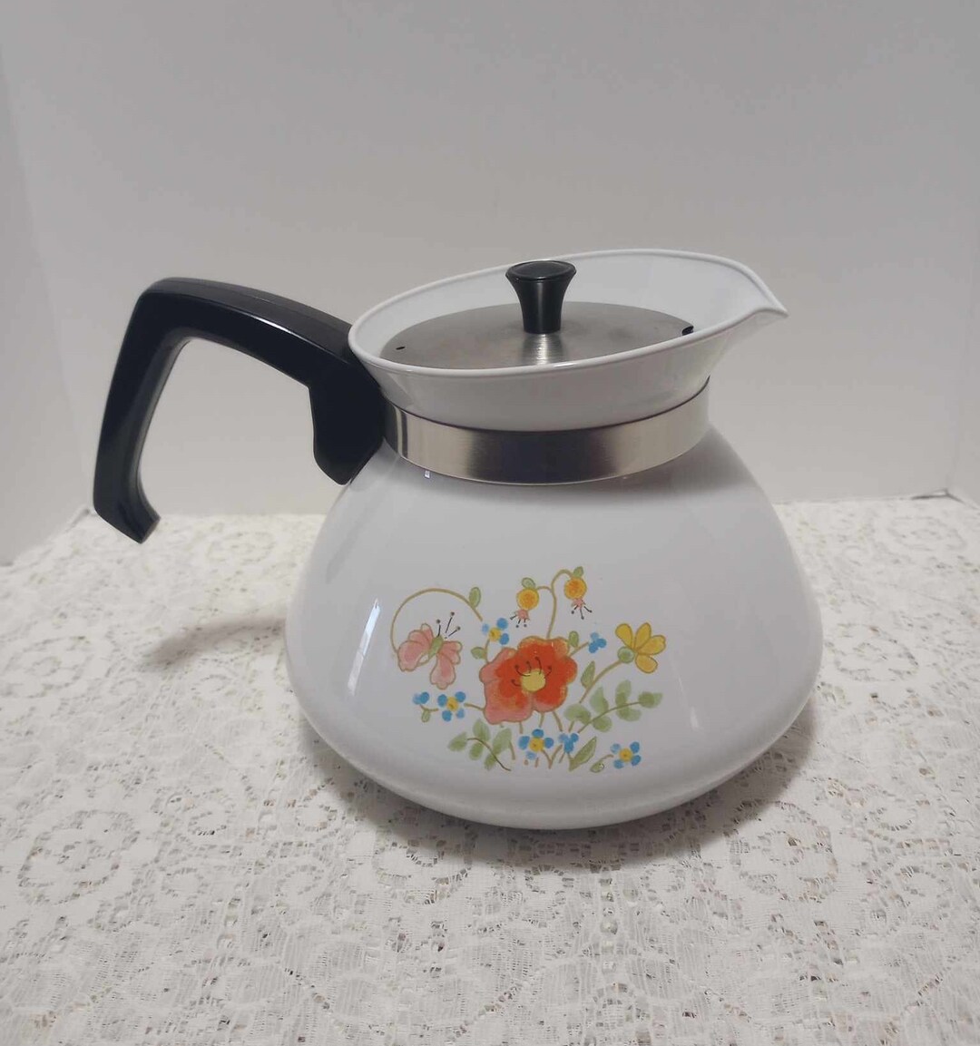 Vintage Wildflower corelle by Corning Ware Metal Kettle and Lid - Etsy