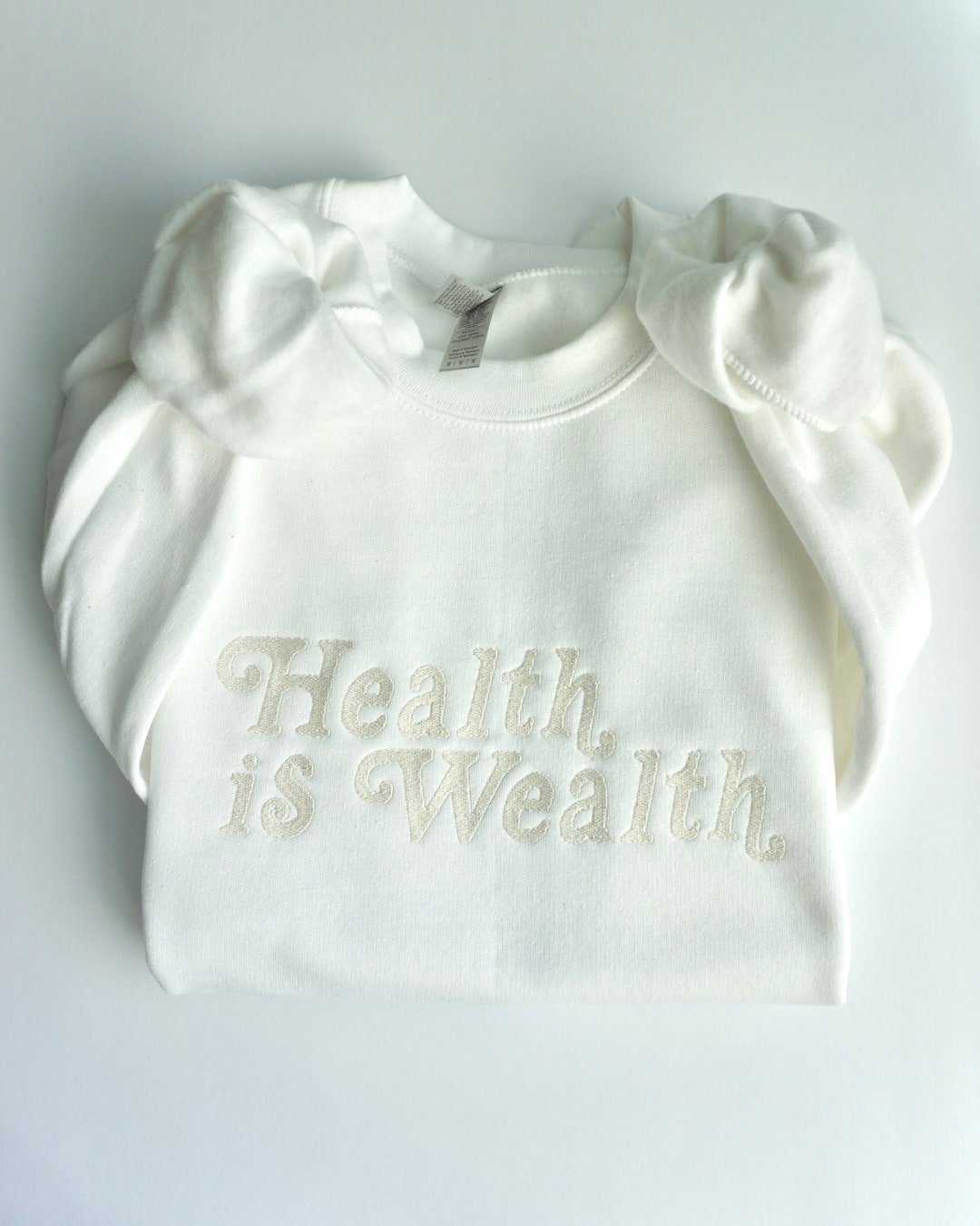 Health is Wealth Embroidered Crewneck Sweatshirt - Etsy