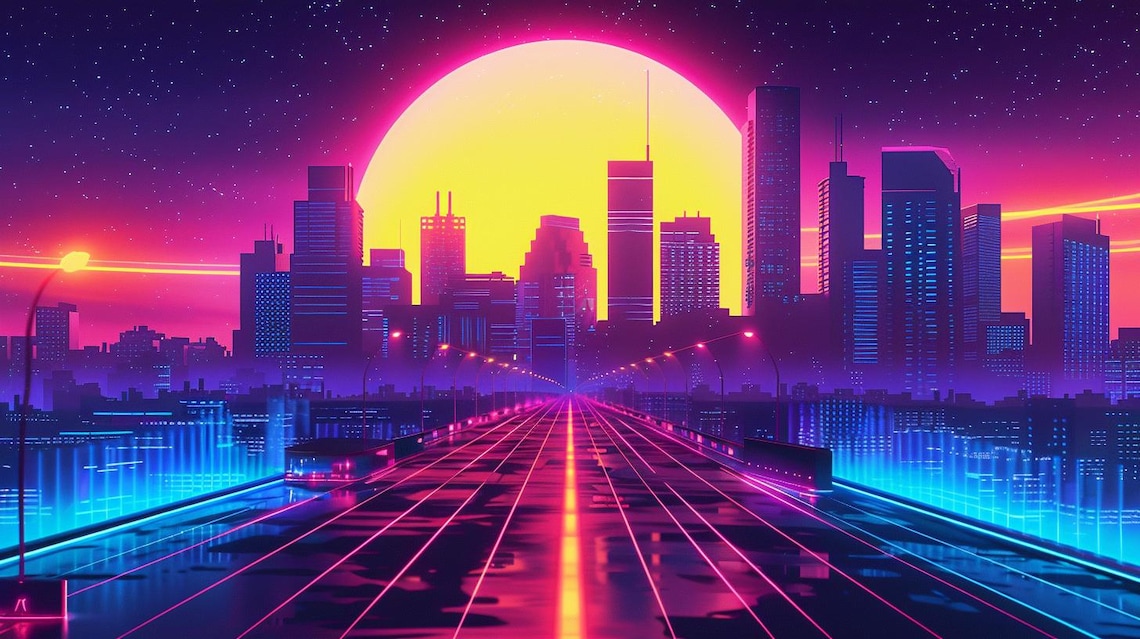 Desktop Wallpaper | Desktop Background | Synthwave | City | Retro ...