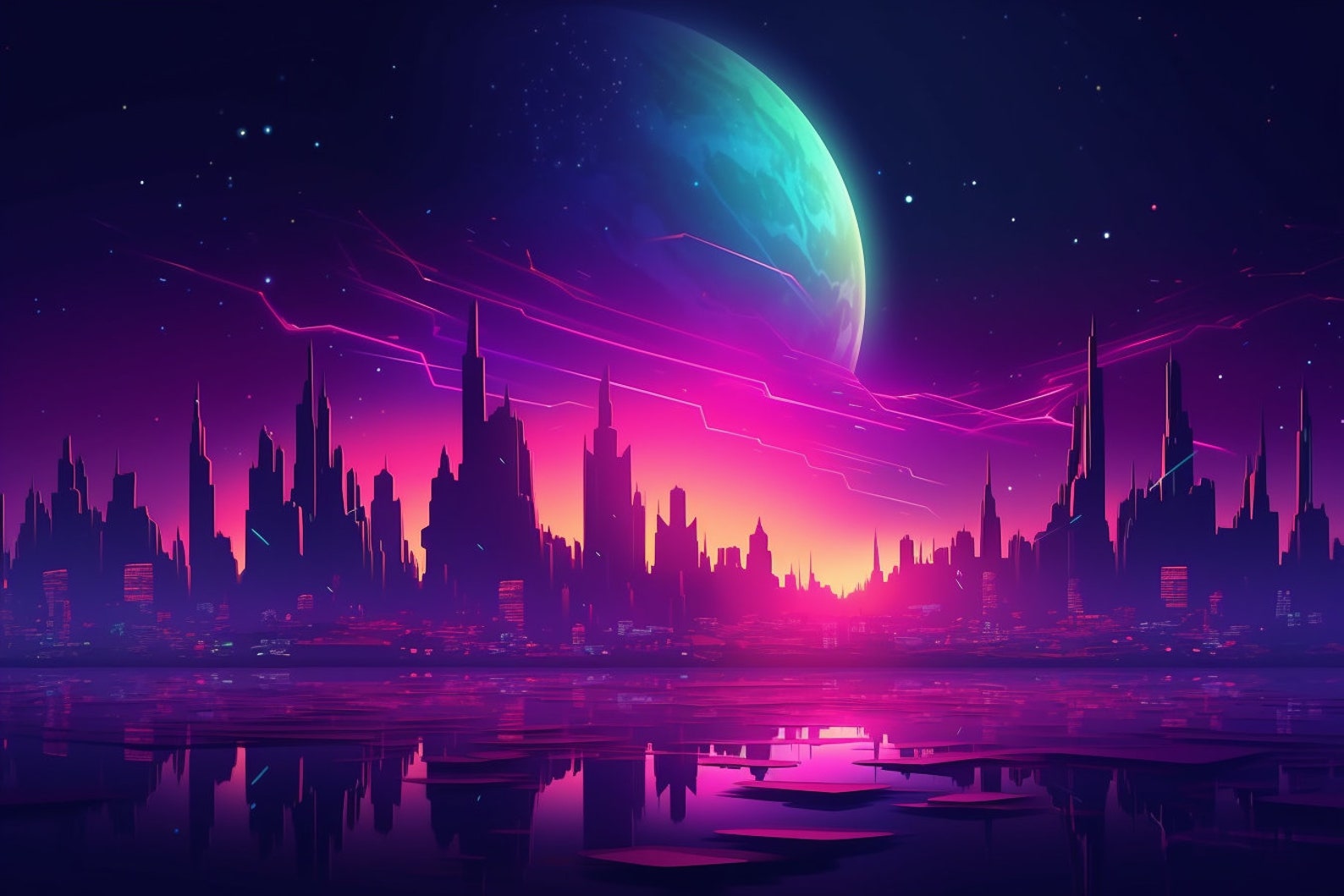 Desktop Wallpaper | Desktop Background | Synthwave | Retro | Digital ...