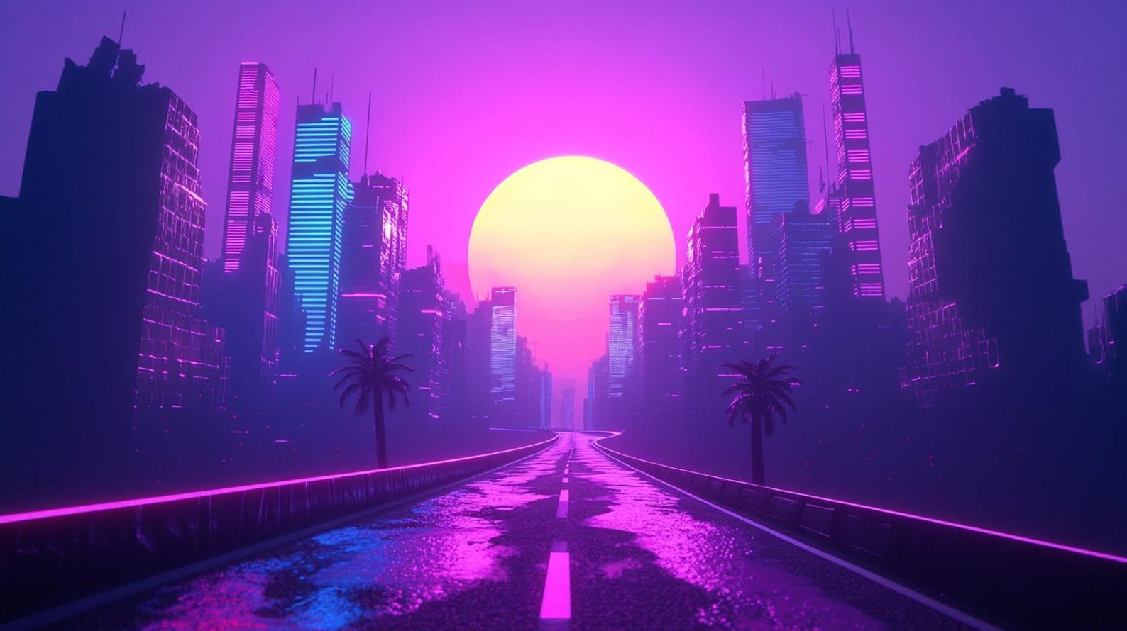Desktop Wallpaper | Desktop Background | Synthwave | City | Retro ...