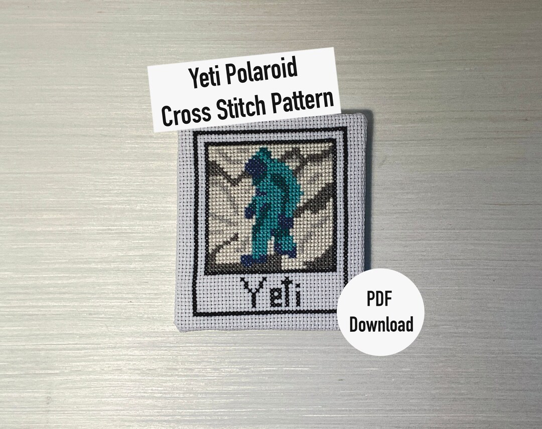 Yeti Polaroid Cross Stitch Pattern Yeti DIY Cross Stitch Yeti Cross ...