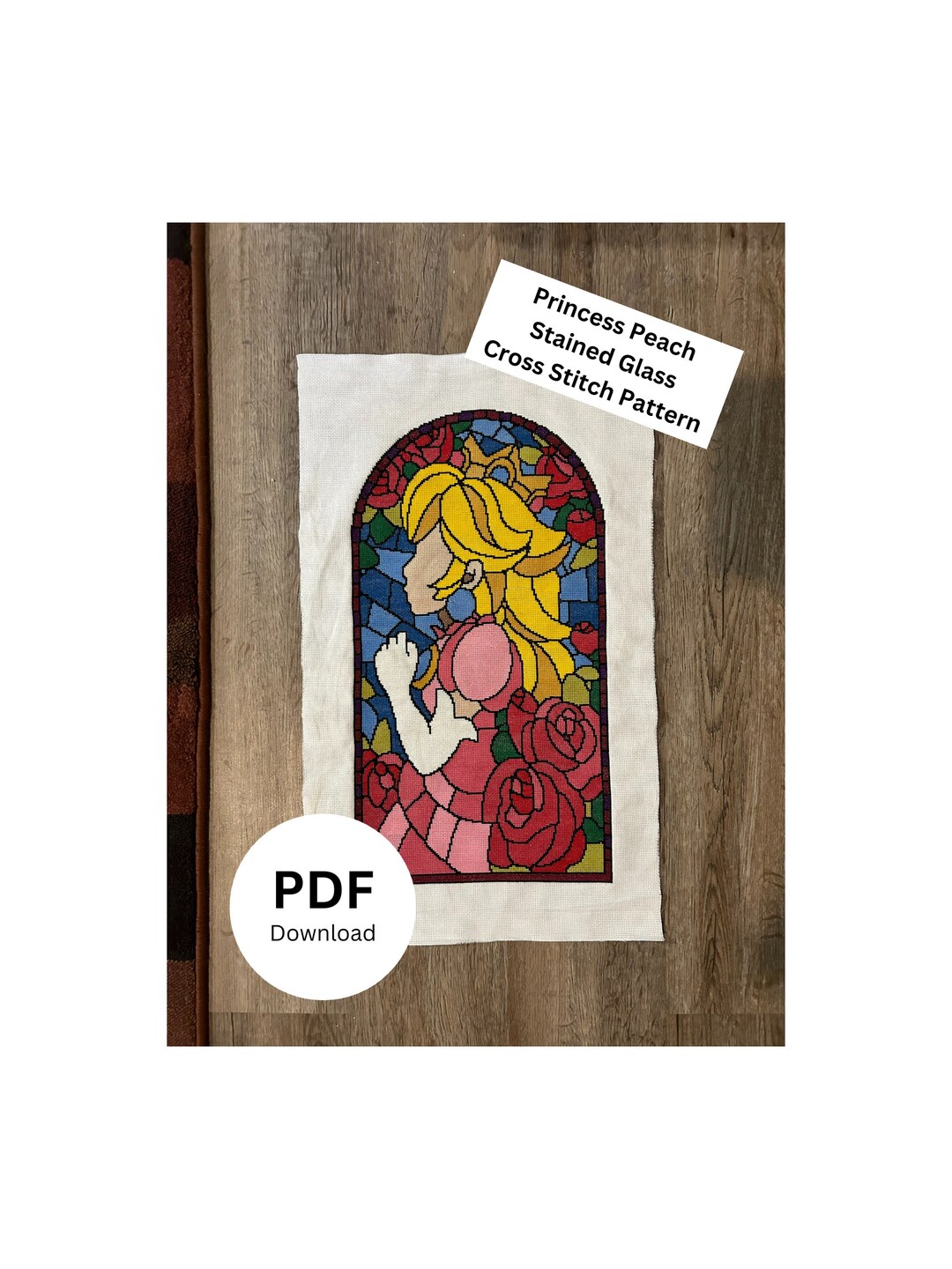 Princess Peach Stained Glass Cross Stitch Pattern PDF Downloadable ...