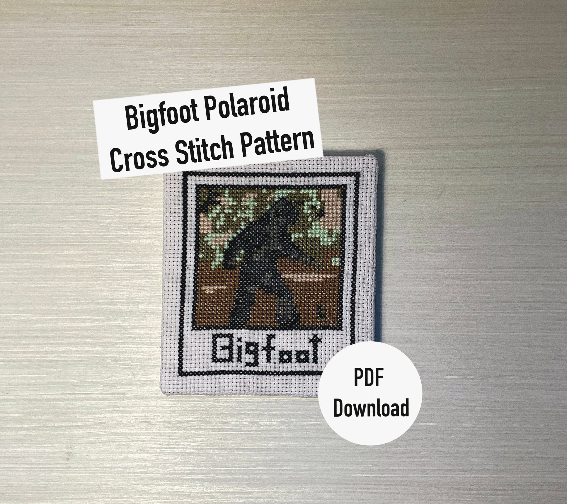 Bigfoot Polaroid Cross Stitch Pattern: Cryptid Legend (digital Download ...