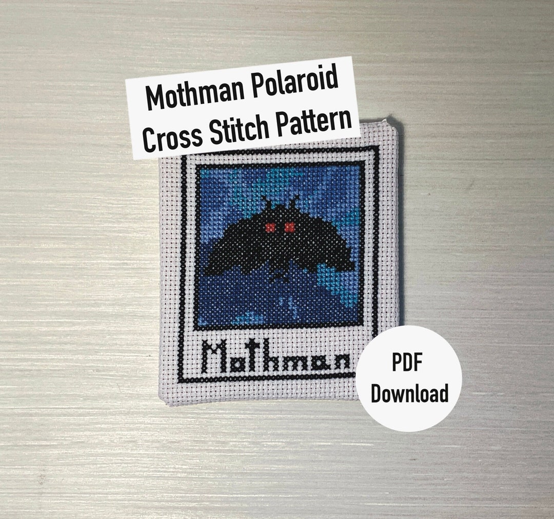 Mothman Polaroid Cross Stitch Pattern: Cryptid Legend DIY (PDF Pattern ...