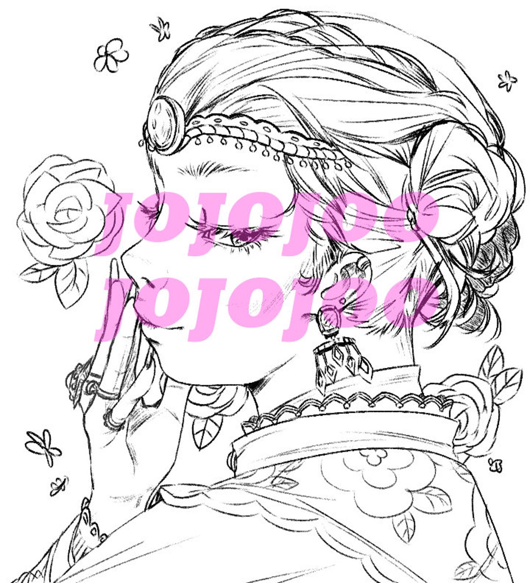 Pretty Fantasy Anime Girl • Coloring Page • Grayscale and Sepia - Etsy