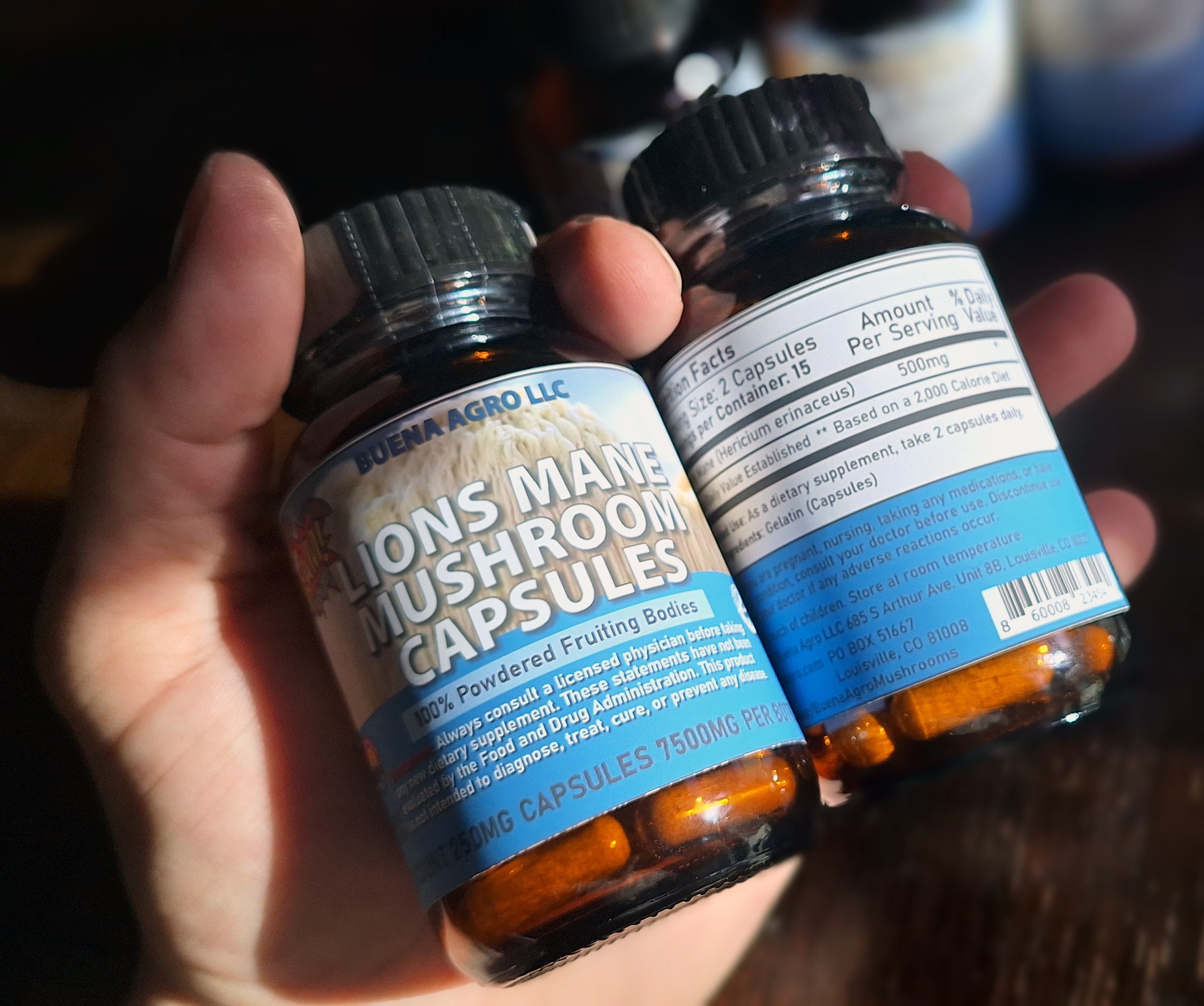 30 Count Lions Mane Capsules - 250mg | 7500mg per Glass Bottle | 100% ...