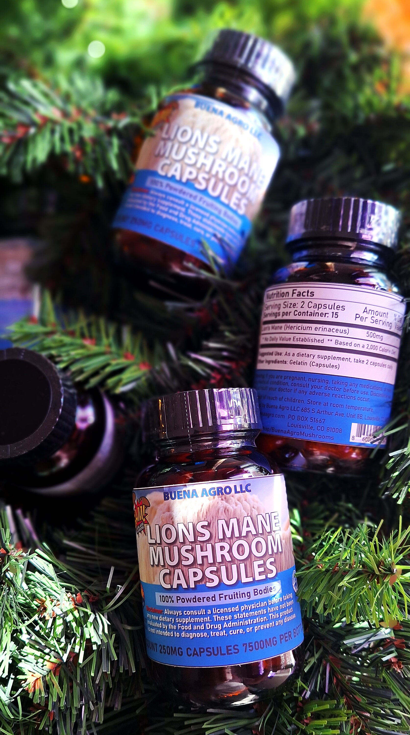 30 Count Lions Mane Capsules - 250mg | 7500mg per Glass Bottle | 100% ...