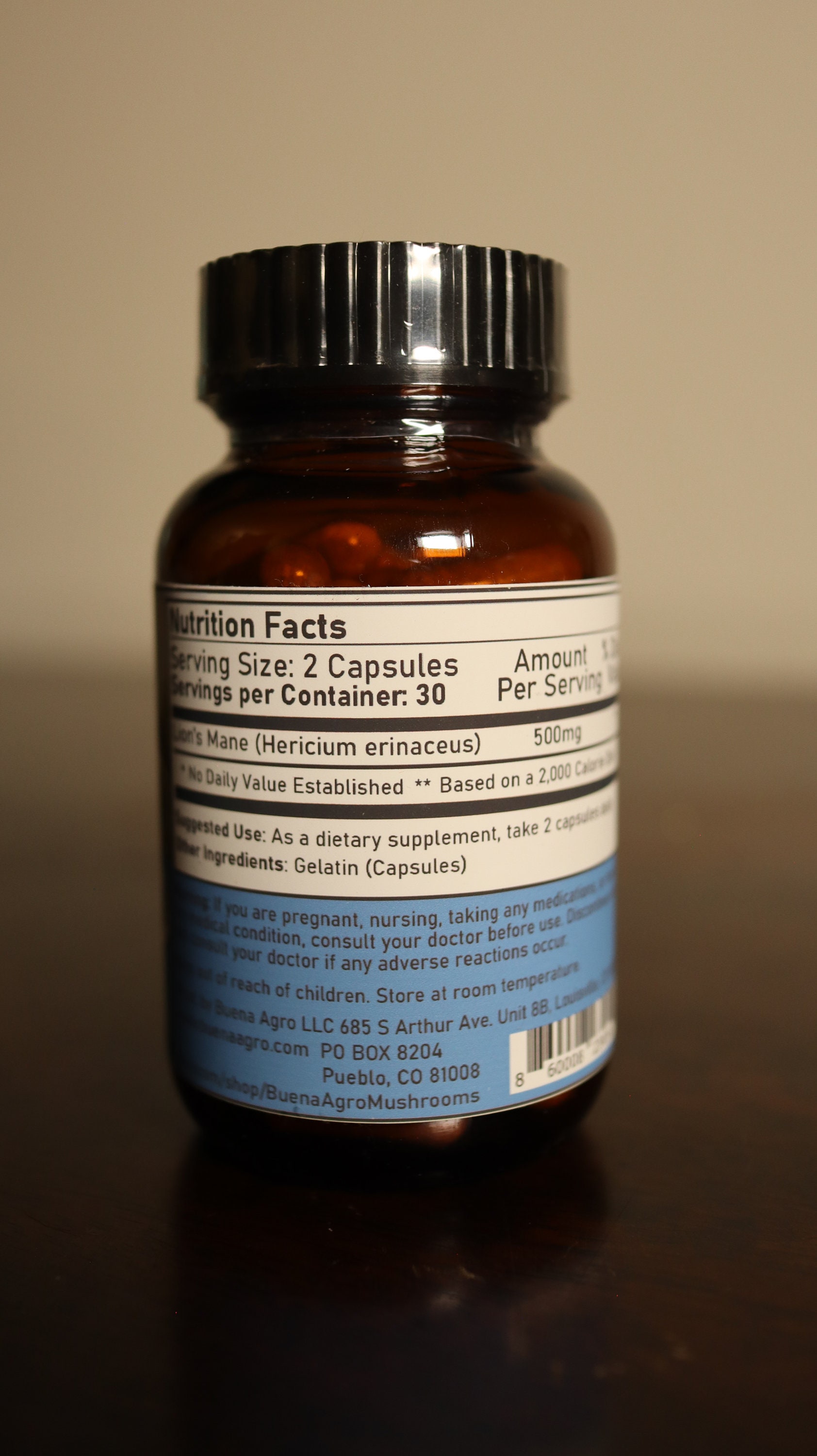 30 Count Lions Mane Capsules - 250mg | 7500mg per Glass Bottle | 100% ...