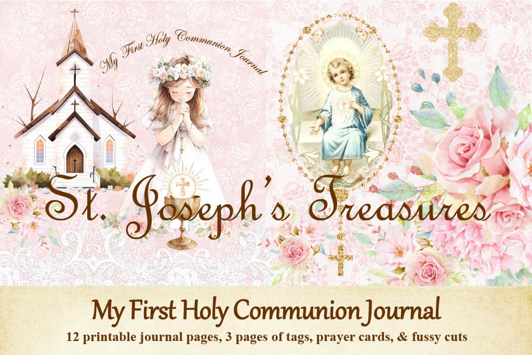 First Holy Communion Keepsake Prayer Journal, Sacrament Journal, Junk ...