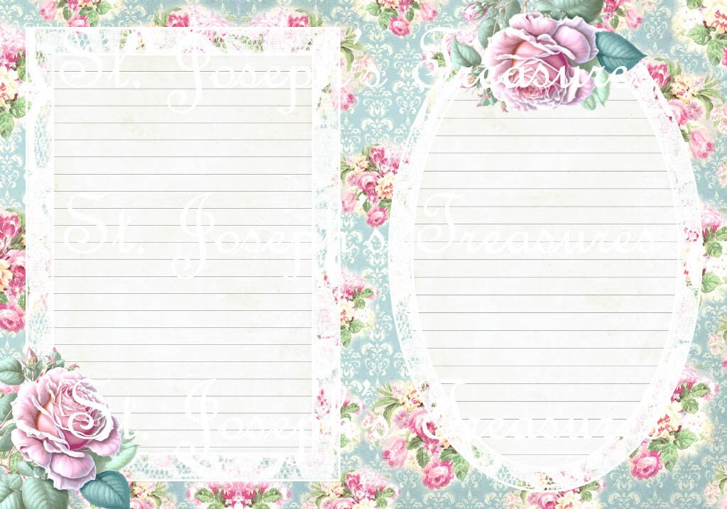 Cottage Rose Lined Journal Pages Shabby Lined Pages Vintage - Etsy