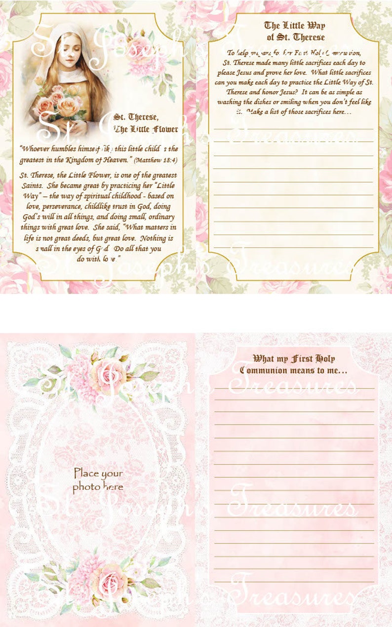 First Holy Communion Keepsake Prayer Journal, Sacrament Journal, Junk ...