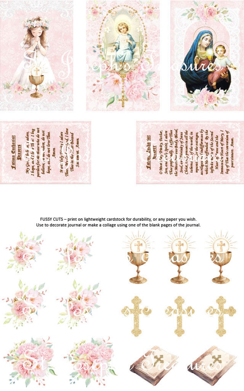 First Holy Communion Keepsake Prayer Journal, Sacrament Journal, Junk ...