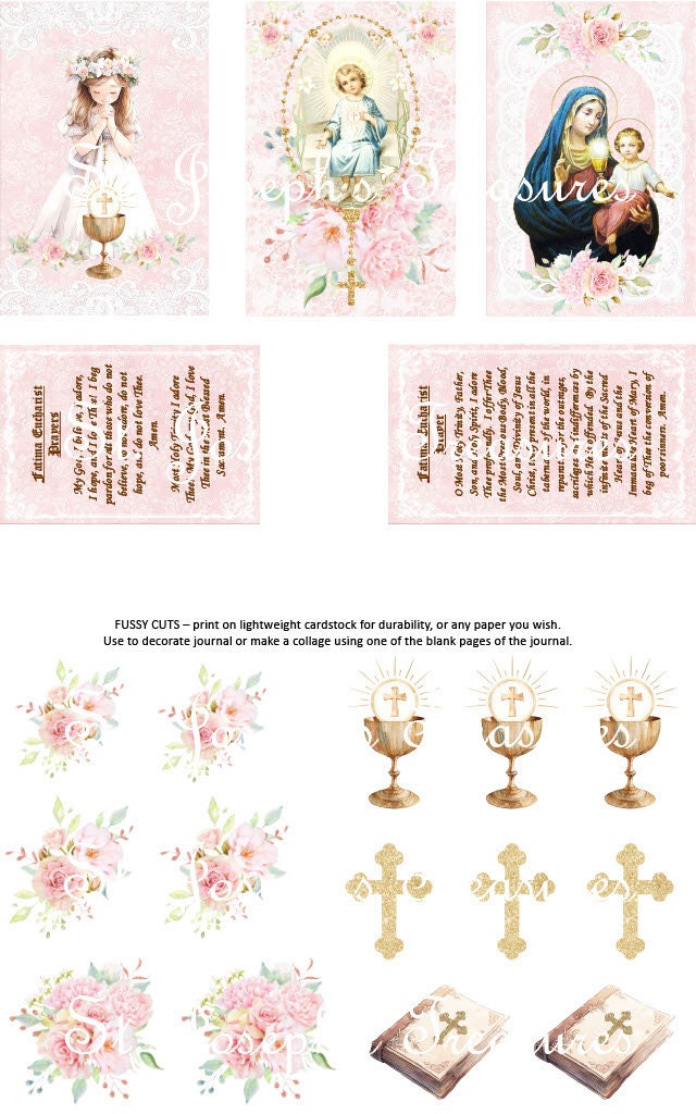 First Holy Communion Keepsake Prayer Journal, Sacrament Journal, Junk ...