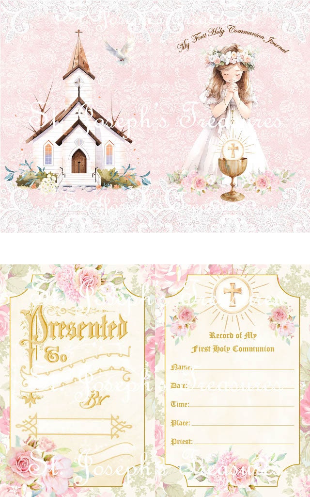 First Holy Communion Keepsake Prayer Journal, Sacrament Journal, Junk ...