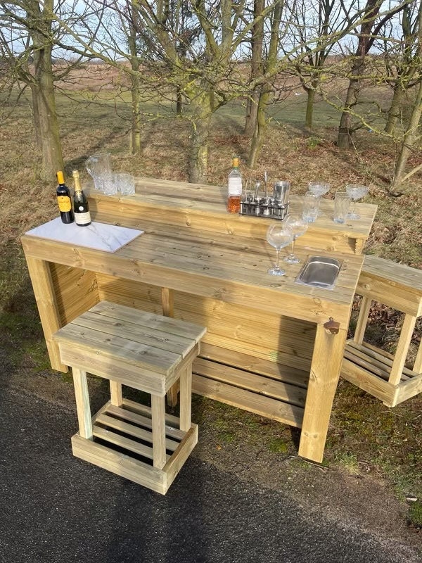 Outdoor Cocktail Bar, Bbq Server, Drinks Bar With Stools - Etsy UK