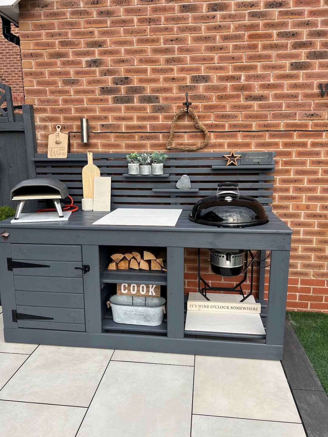 Weber Kettle BBQ Table/ Outdoor Kitchen/ Modern Bbq Table/ Weber Kettle ...