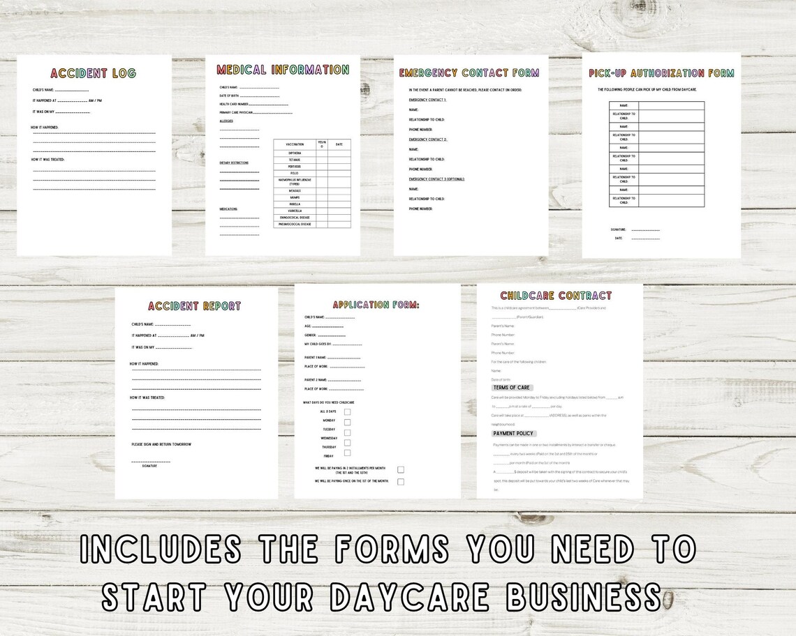 Home Daycare Starter Pack- Essential Templates, Forms and Documents - Etsy