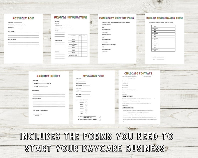Home Daycare Starter Pack- Essential Templates, Forms and Documents - Etsy