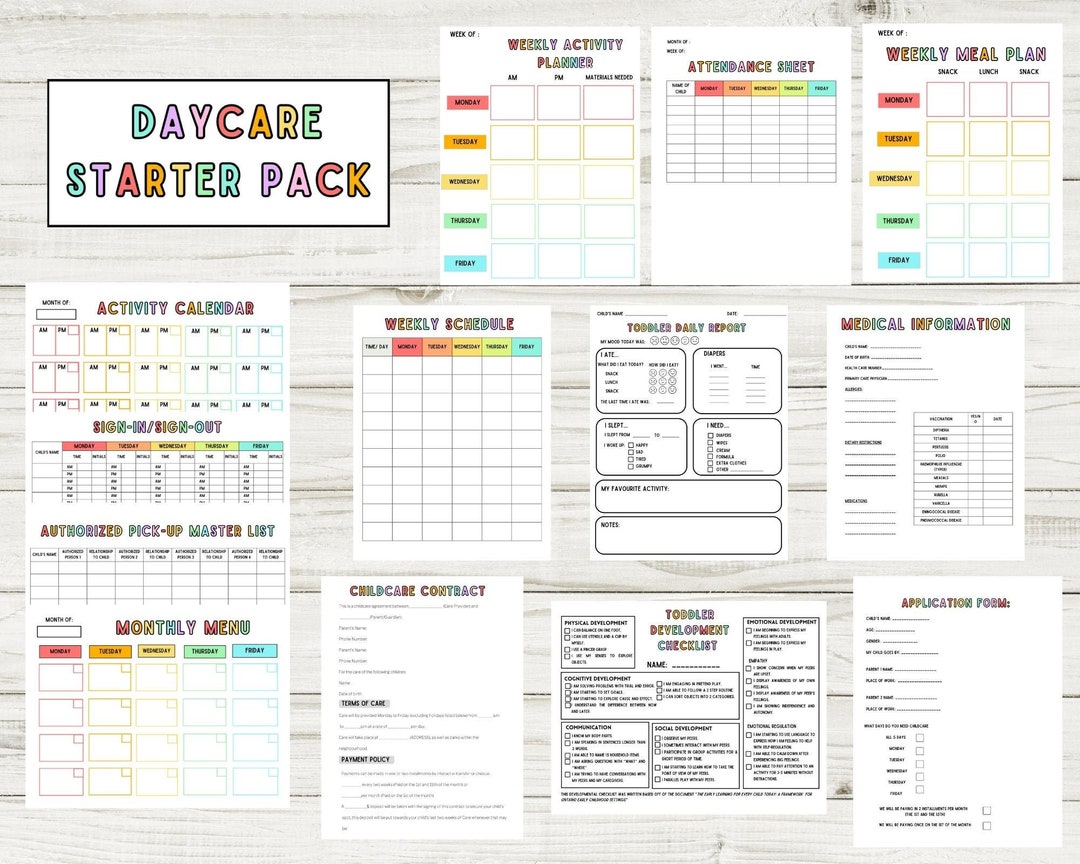 Home Daycare Starter Pack- Essential Templates, Forms and Documents - Etsy