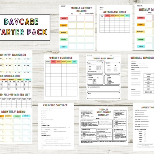 Home Daycare Starter Pack Essential Templates Forms and - Etsy