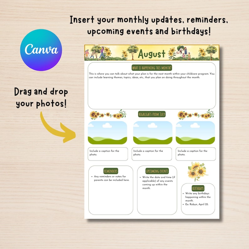 12-month Themed Newsletter Template for Childcare Providers - Etsy
