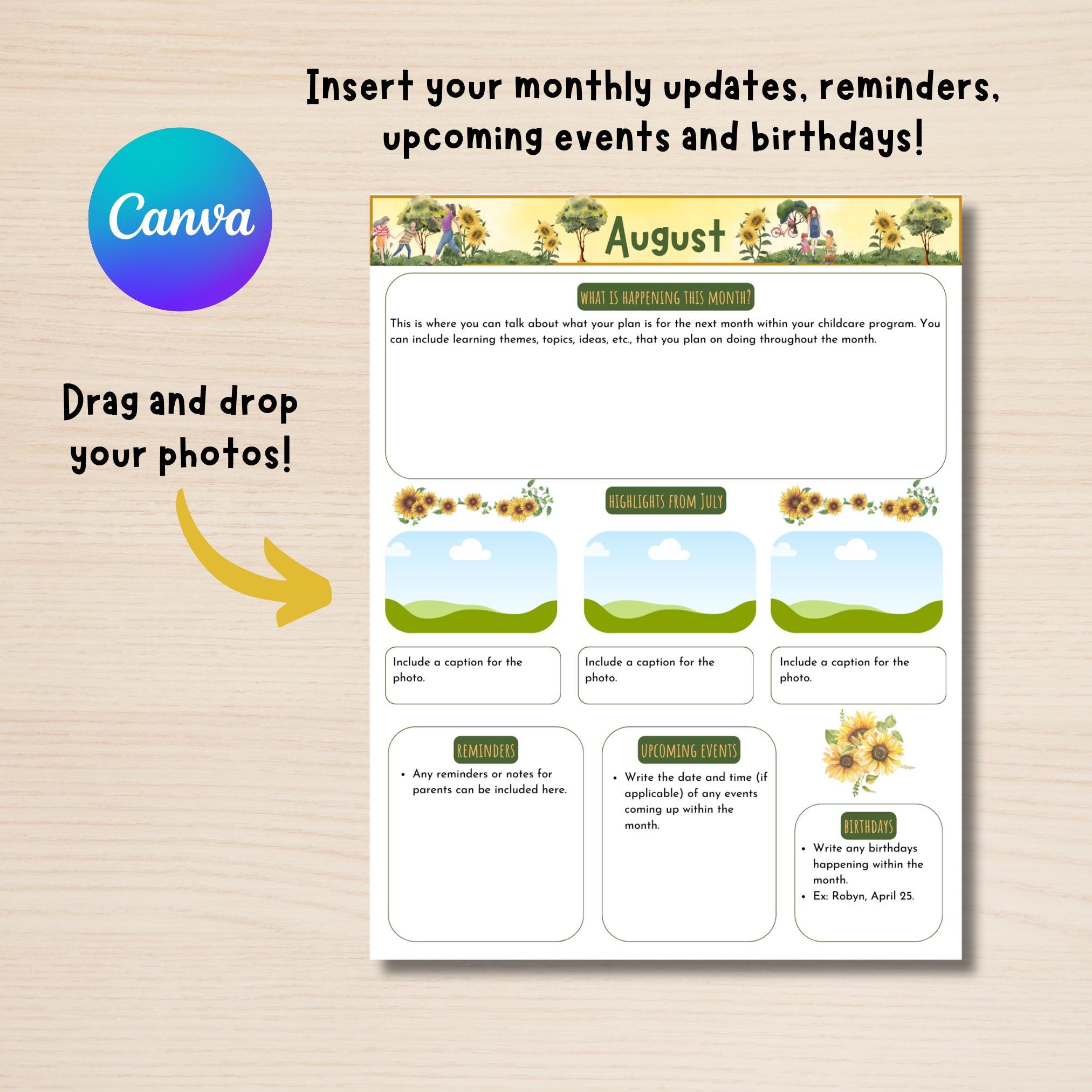 12-month Themed Newsletter Template for Childcare Providers - Etsy