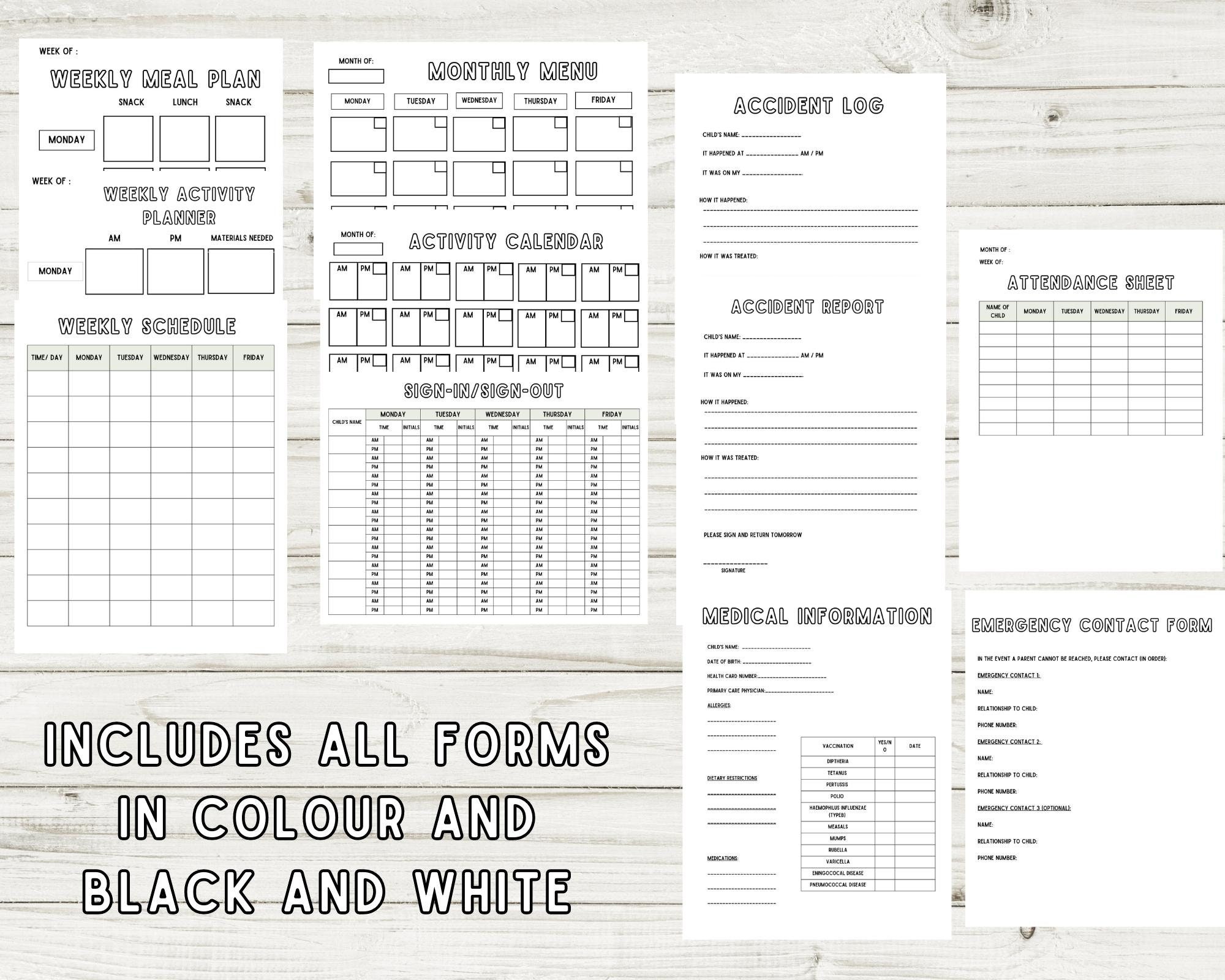 Home Daycare Starter Pack- Essential Templates, Forms and Documents - Etsy