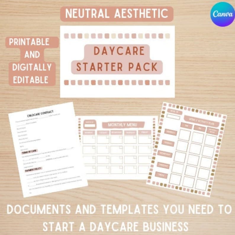 Daycare Starter Pack (neutral Aesthetic): Forms, Schedules, Contracts ...