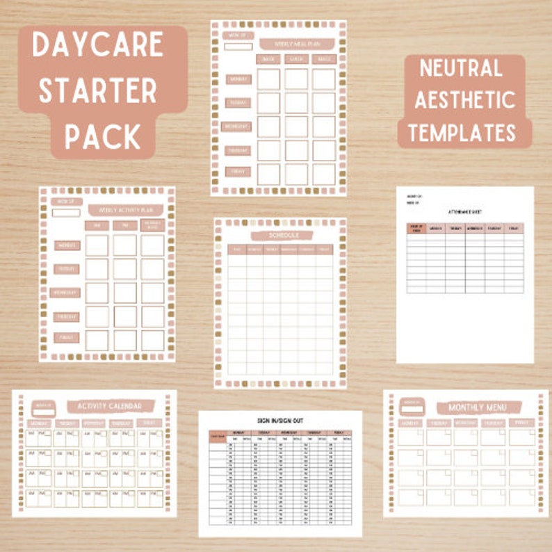 Daycare Starter Pack (neutral Aesthetic): Forms, Schedules, Contracts ...