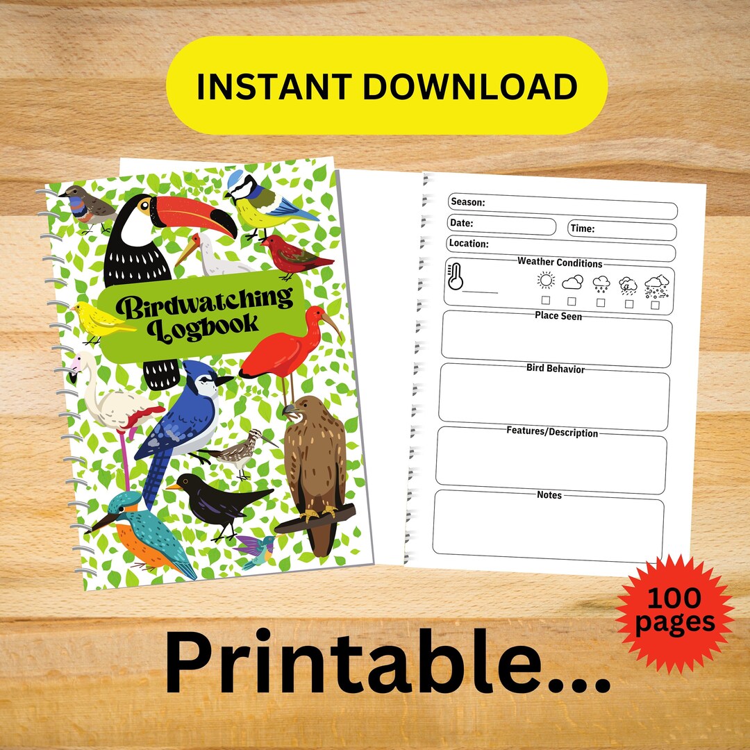 Birdwatching Logbook | Digital or Printable Birding Journal - Etsy