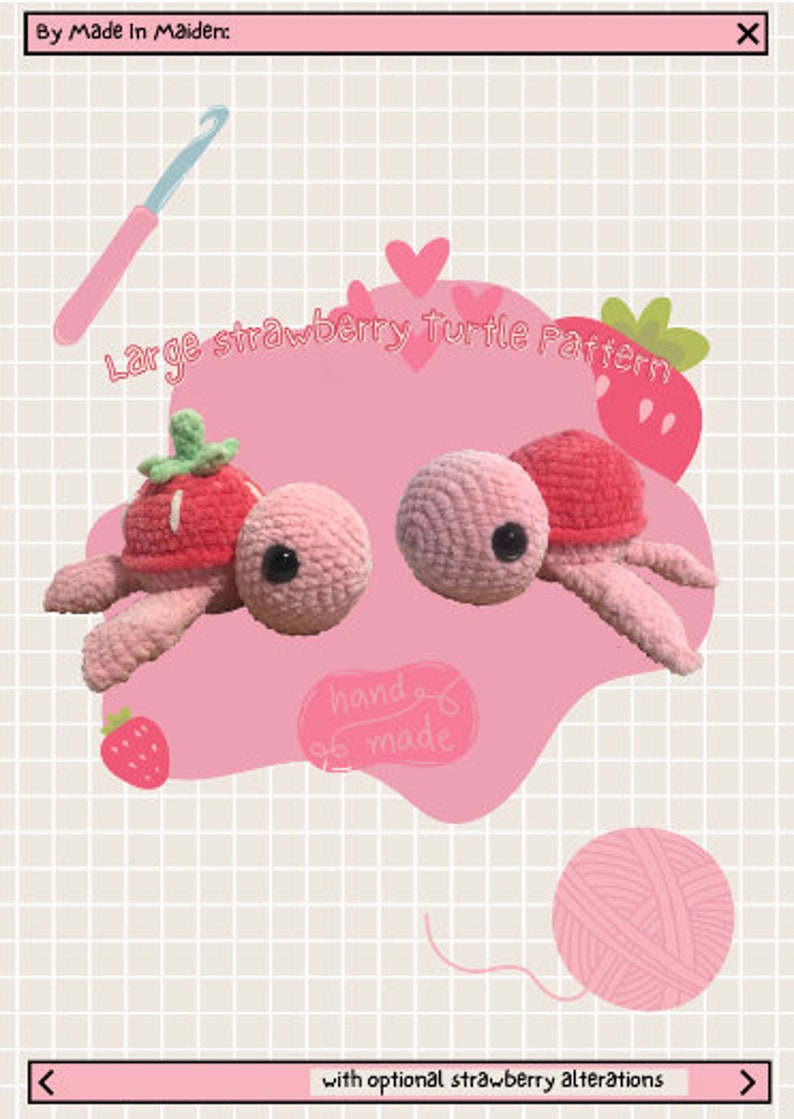 Large Strawberry Turtle CROCHET PATTERN - Etsy